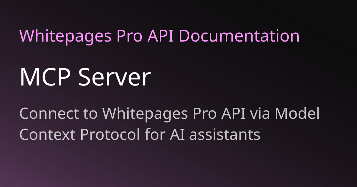 MCP Server | Whitepages API